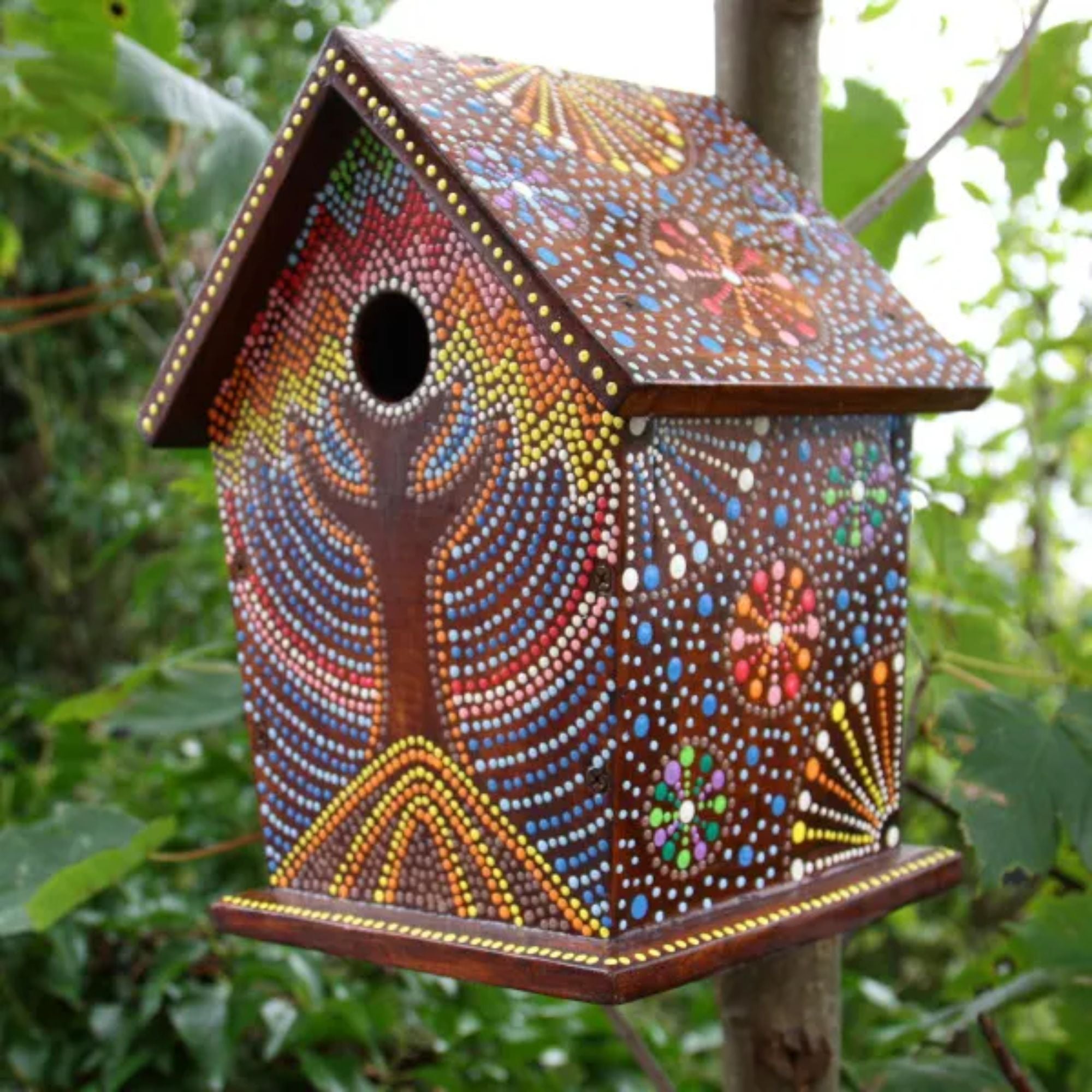 Artisan Bird Nest Box – Green Feathers