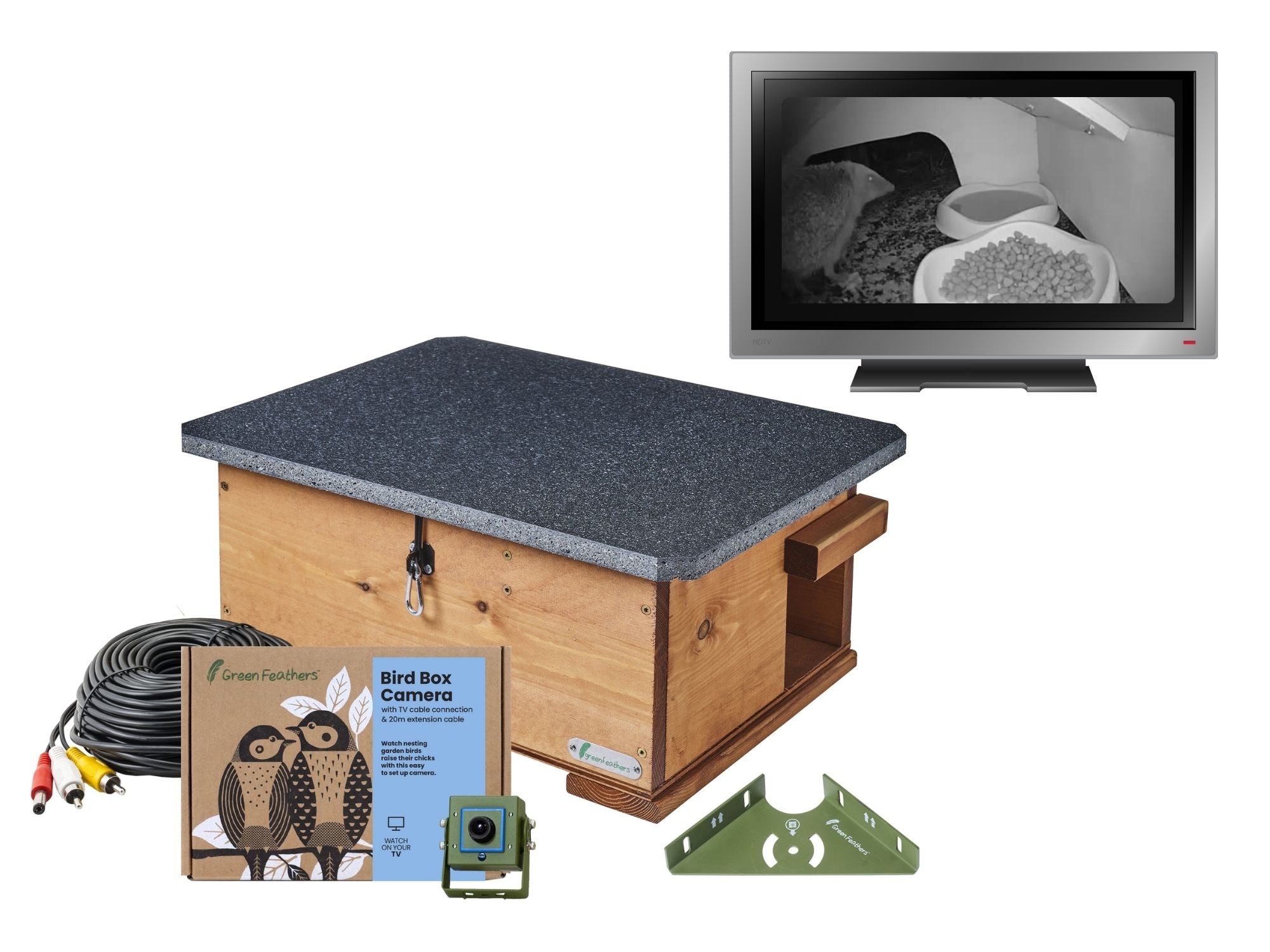 Cable Connection Hedgehog TV Camera Pack – Green Feathers