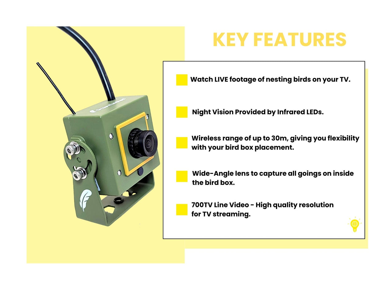 Bird Box & Wildlife Camera with Wireless Transmission – Green Feathers