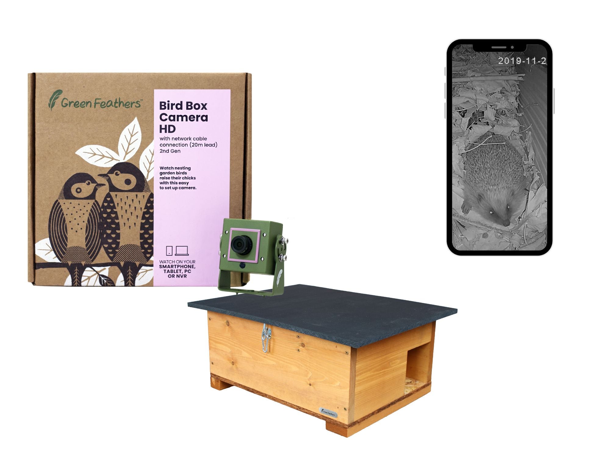 Hedgehog Box Cameras | Green Feathers