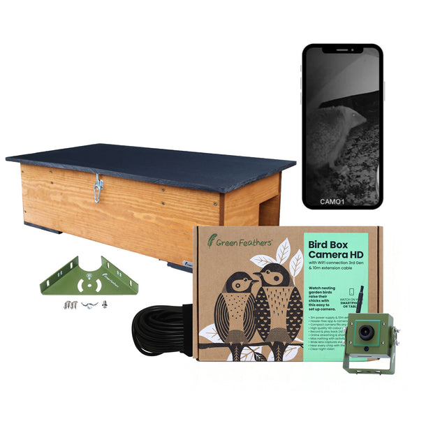 Hedgehog House with WiFi Camera Kit | Green Feathers