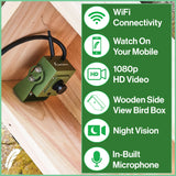WiFi Side View Bird Box Camera Ultimate Bundle | Green Feathers
