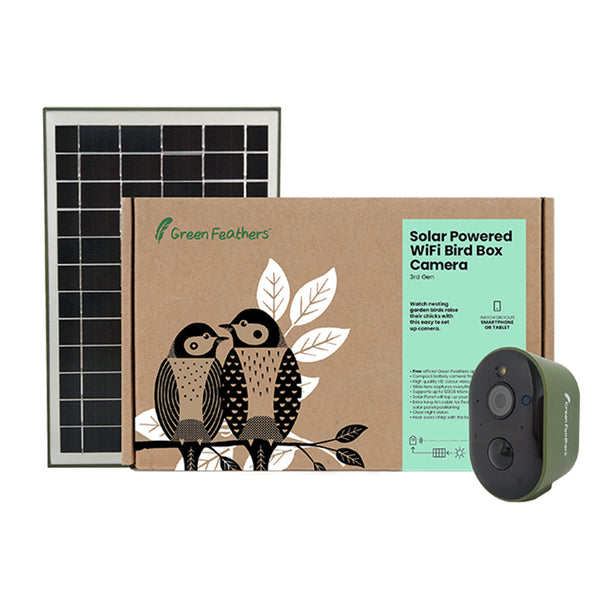 Solar Powered Wi-Fi Bird Box Camera | Green Feathers