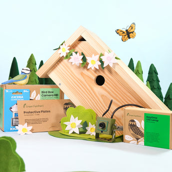 WiFi Side View Bird Box Camera Ultimate Bundle | Green Feathers