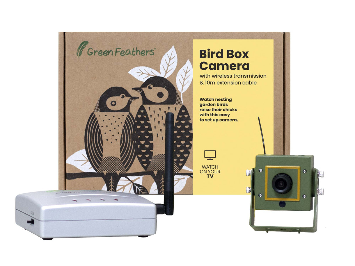 Bird Box Camera with Wireless Transmission Pack | Green Feathers