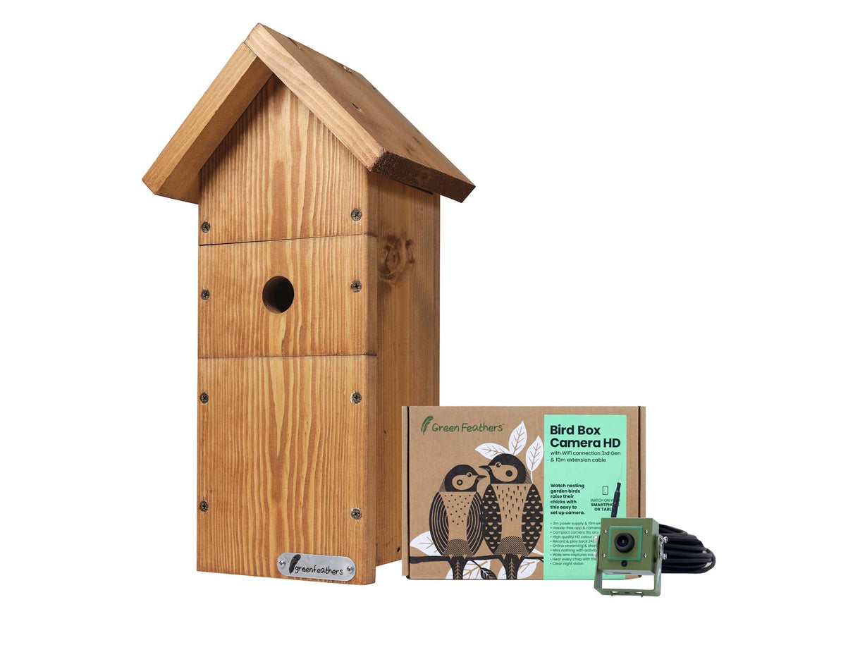 HD Bird Box Camera Kit 1080p WiFi - Complete Set | Green Feathers