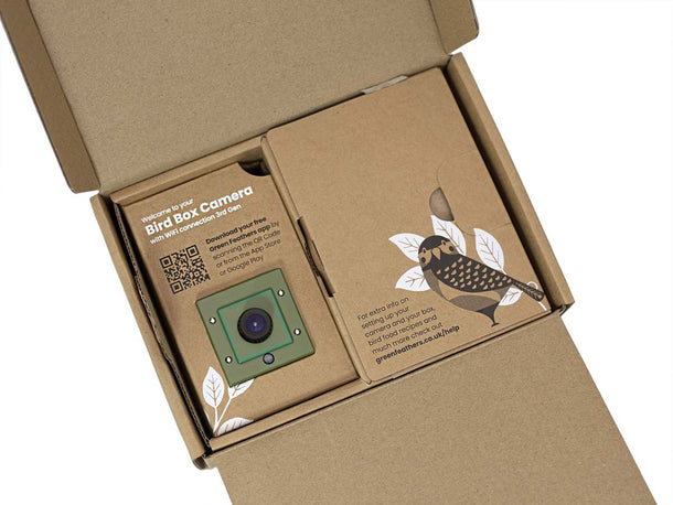 HD Bird Box Camera Kit 1080p WiFi - Complete Set | Green Feathers