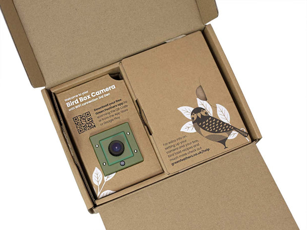HD Bird Box Camera Kit 1080p WiFi - Complete Set | Green Feathers